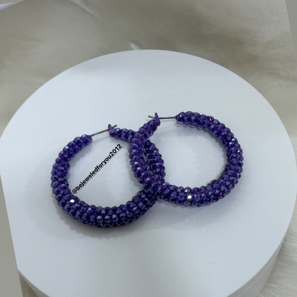 Jewelry | Custom Bling Handmade Small Hoops With Neon Velvet Preciosa ...